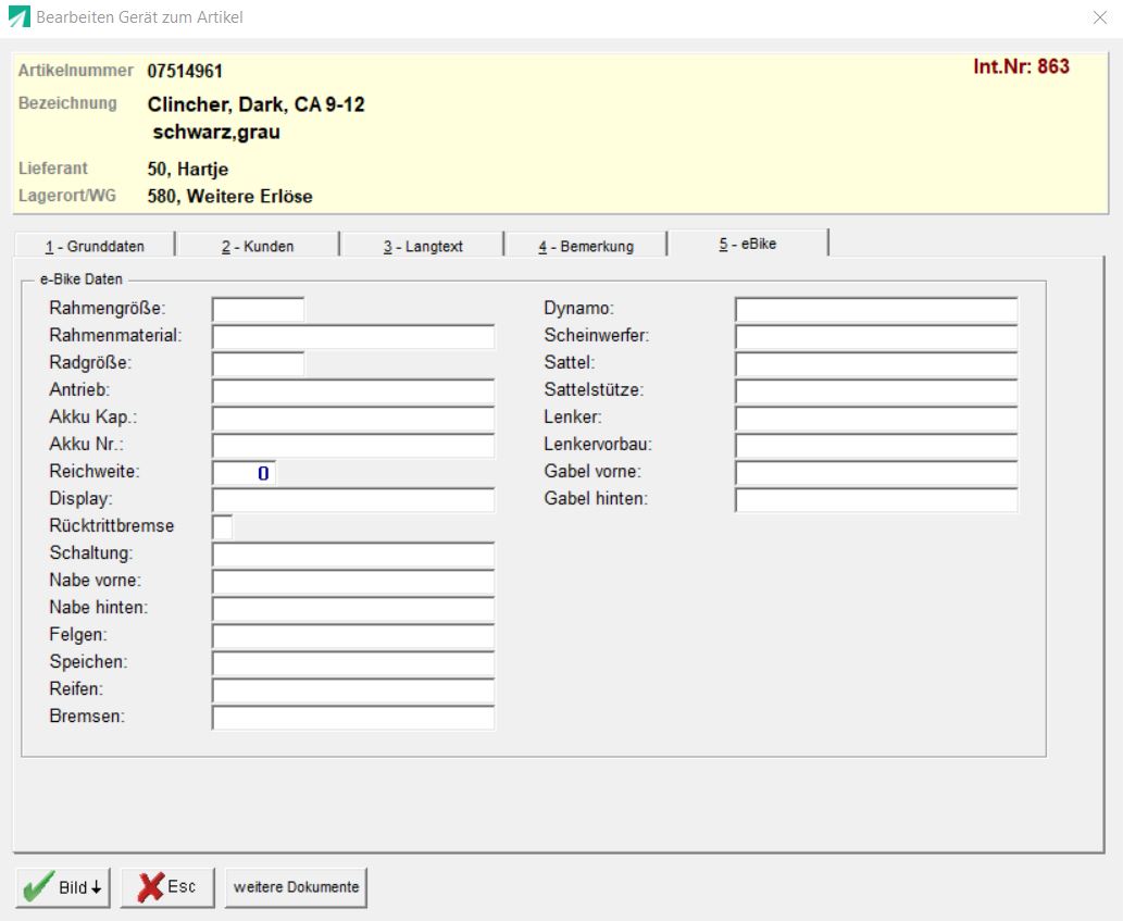 Bearbeiten/Anzeigen Artikel